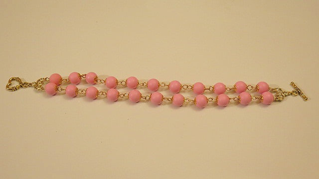 Double Pink Bracelet/ Pink Bracelet/ Handmade Pink Bracelet/ Unique Pi ...